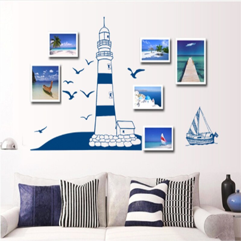 Mediterranean lighthouse Wall Sticker for Living r... – Grandado