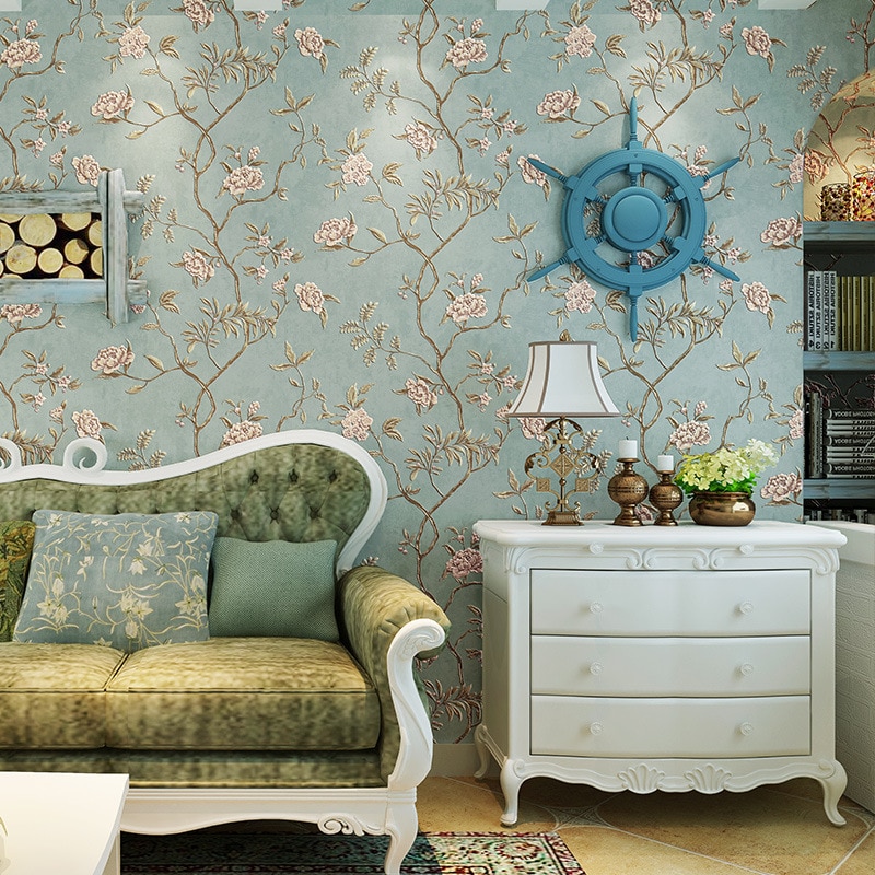 Retro Amerikaanse Behang 3D Idyllische Non Woven W... – Grandado