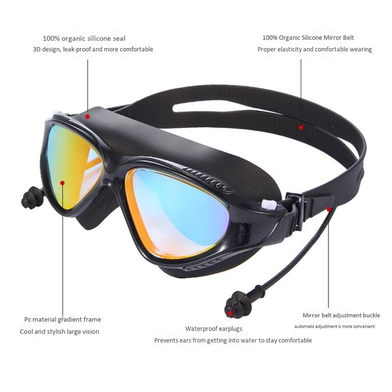 Large Frame Colorful Plating Goggles Adjustable Ea... – Grandado