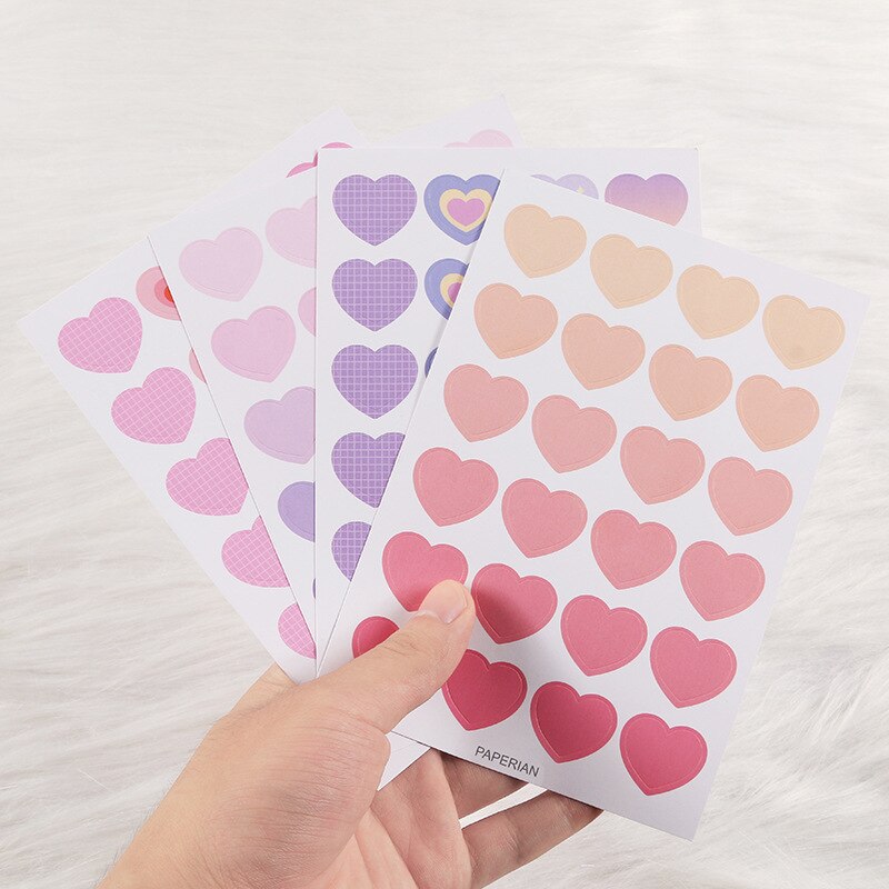 4 Sheets Love Heart Stickers Face Mood Scrapbookin... – Grandado