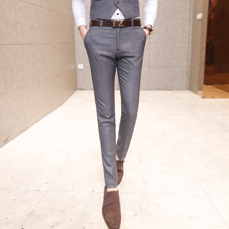 Bruidegom Trouwjurk Modieuze Mannen Gestreept Pak ... – Vicedeal