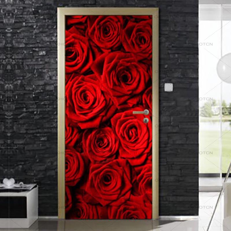 Red Rose Prints Decor Sticker Self Adhesive Bedroo... – Vicedeal