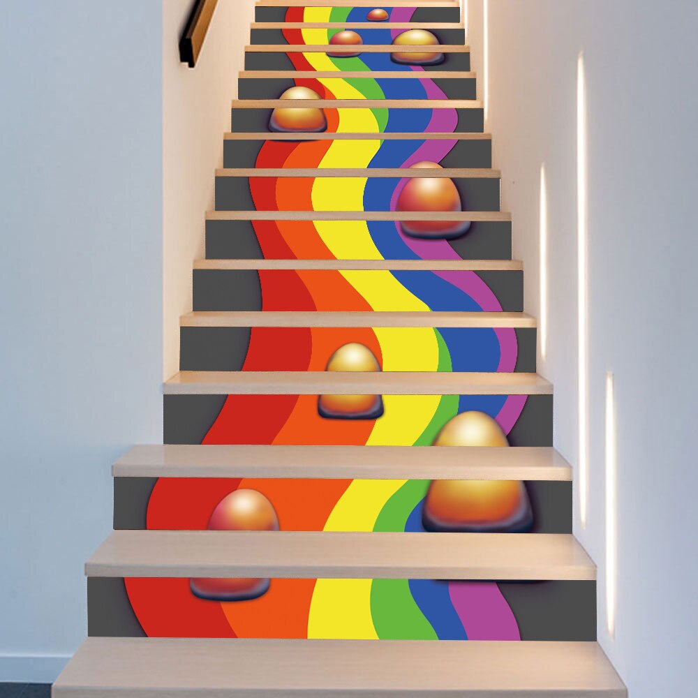 Rainbow Waves Staircase Sticker For House Stairs D... – Vicedeal