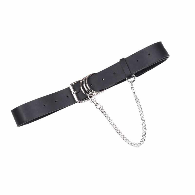 Lady Black soft PU Leather Belts With Chain Luxury... – Grandado