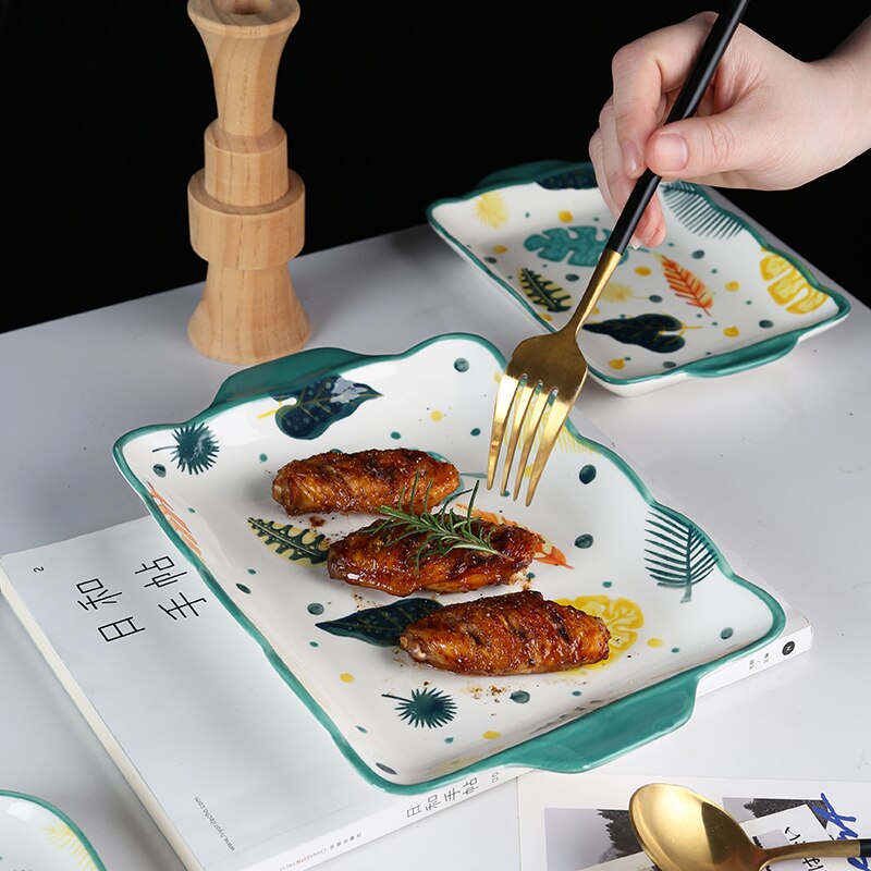 EECAMAIL Hand-painted Ceramic Baking Plate Binaura... – Grandado