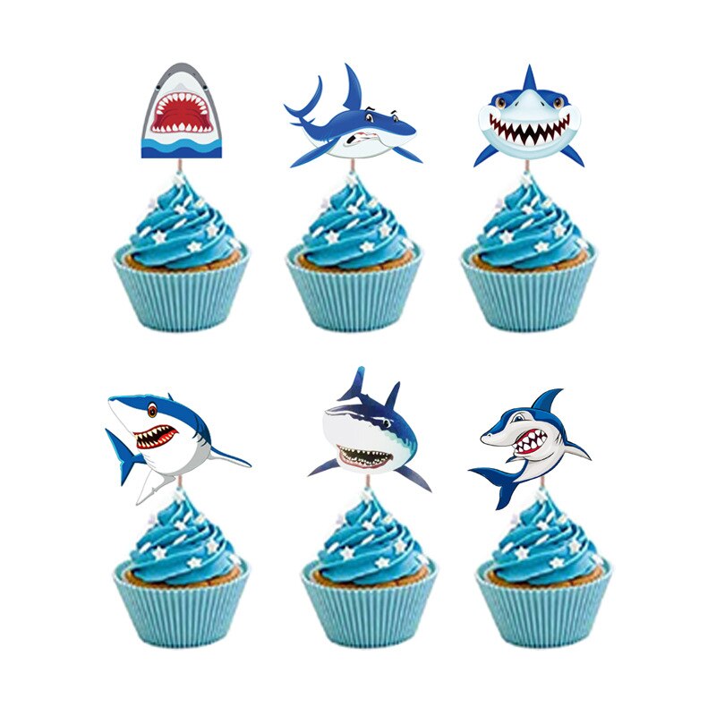 Blue Shark Ocean Theme Birthday Disposable Tablewa... – Grandado