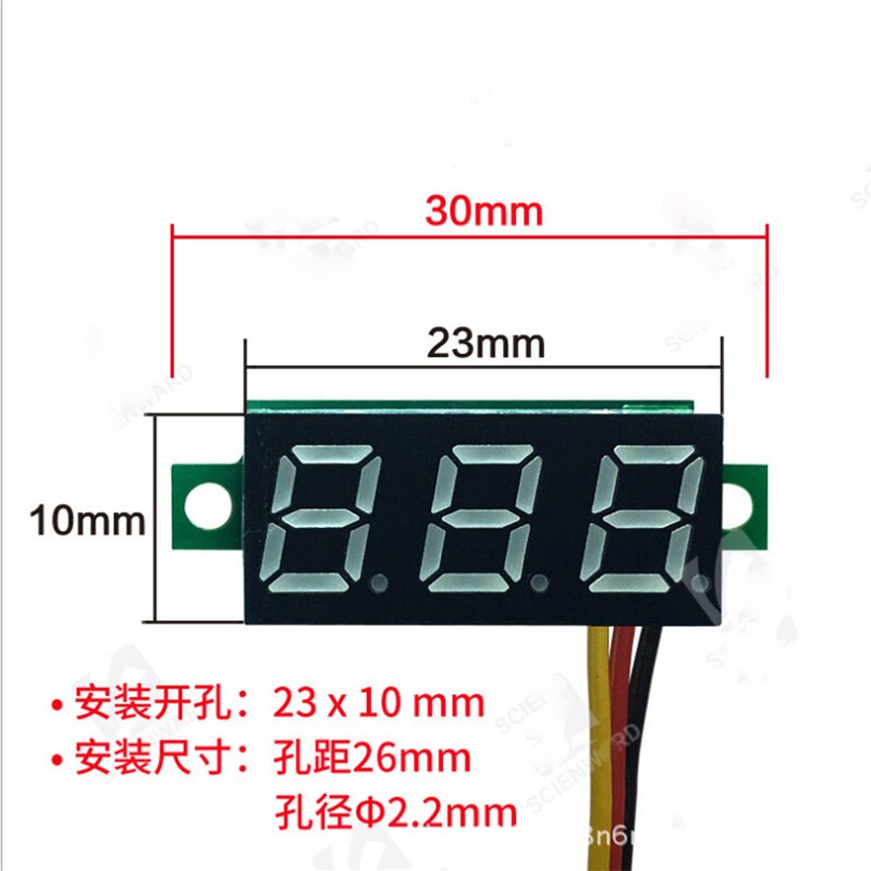 0.28 inch mini dc 0- 100v 3 draden meter spanning... – Vicedeal