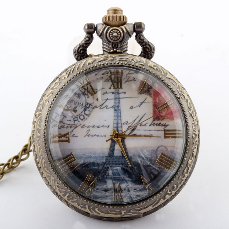 Unique Bronze Eiffel Tower Rome Numbers Quartz Poc... – Grandado