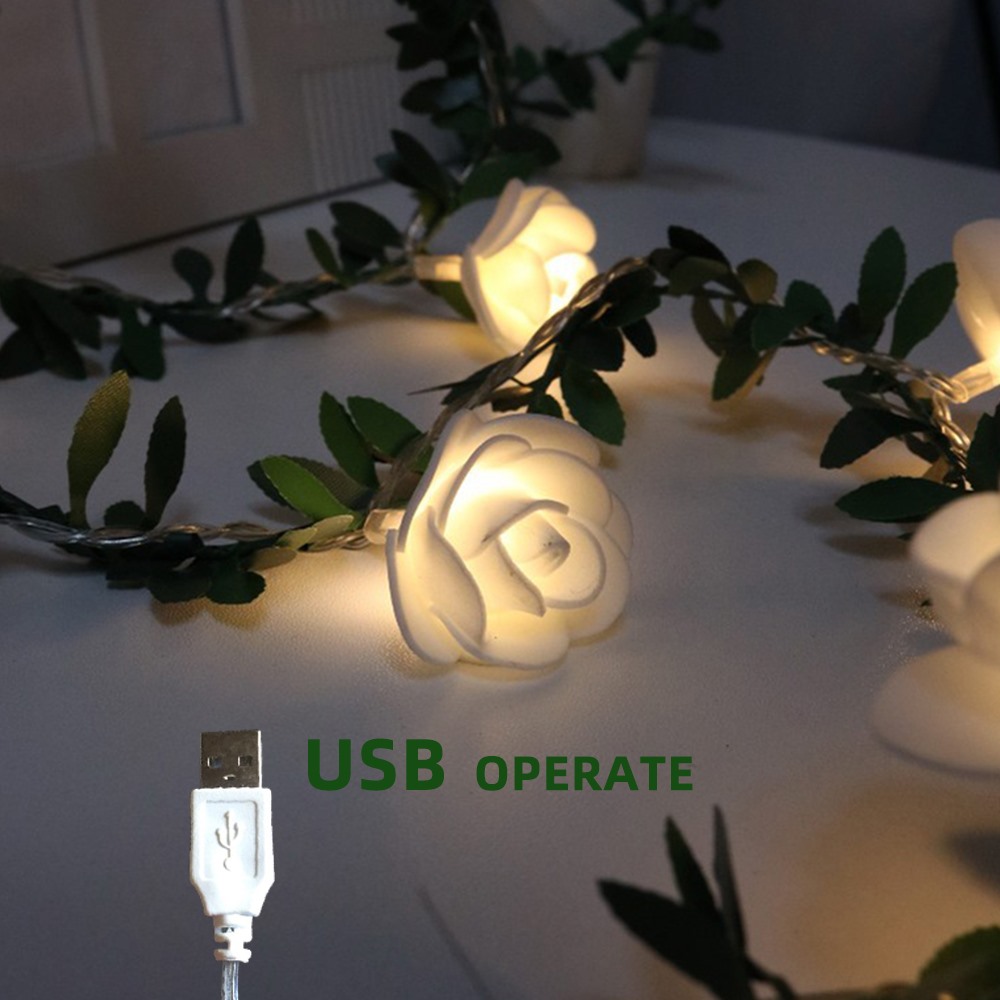 6M/3M/1.5M Rose Flower LED Christmas Garland Fairy... – Grandado