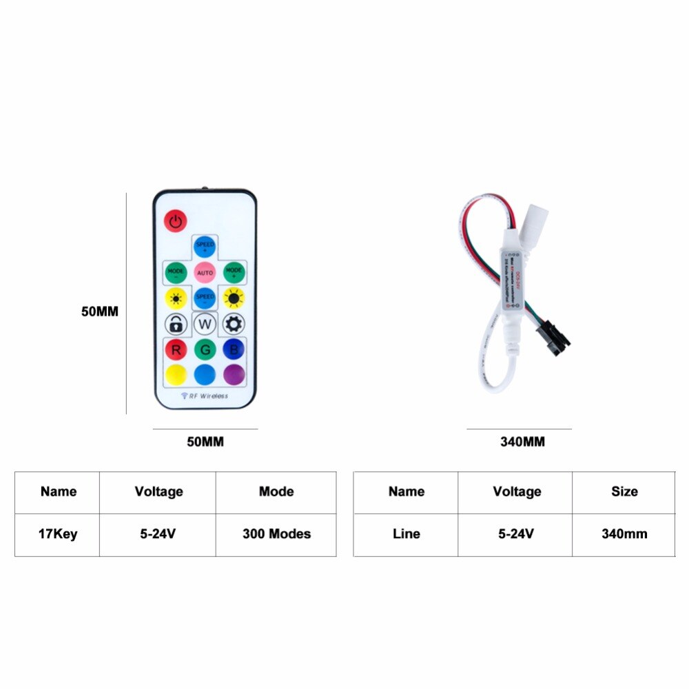 17- toetsen dc 5v-12v rgb-afstandsbediening, draa... – Grandado