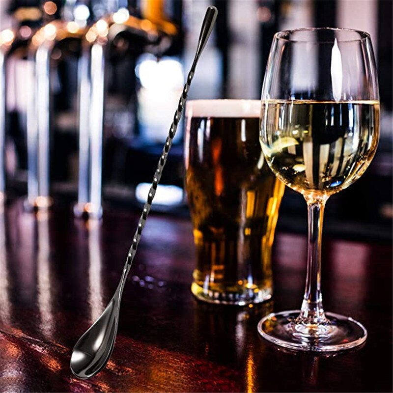 Stainless Steel Black Cocktail Spoon Bar Stirring ... – Grandado