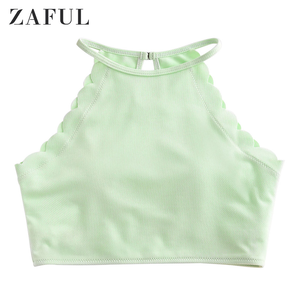 Zaful Geschulpte Geweven Cropped Bikini Top – Grandado