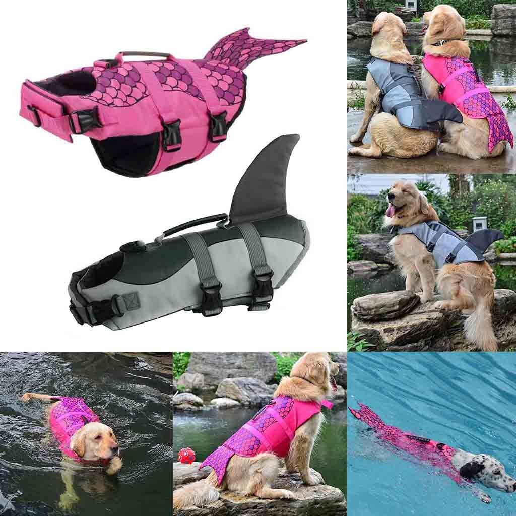 Pet Dog Swimming Life Jacket Shark Shape Float Ves... – Grandado