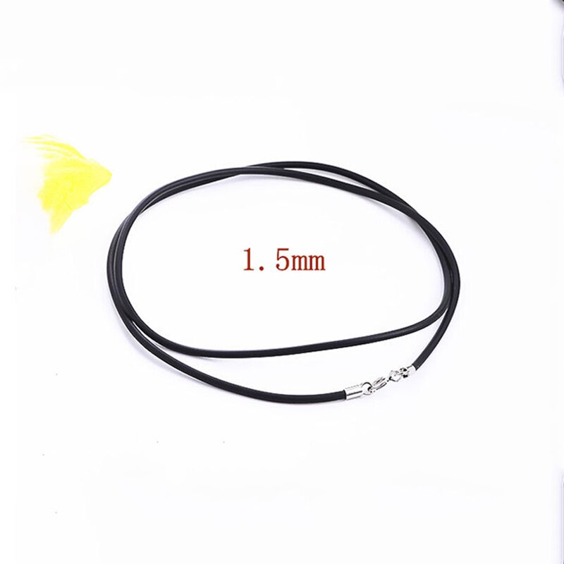Black Rubber Leather Rope Choker Necklace With 925... – Grandado