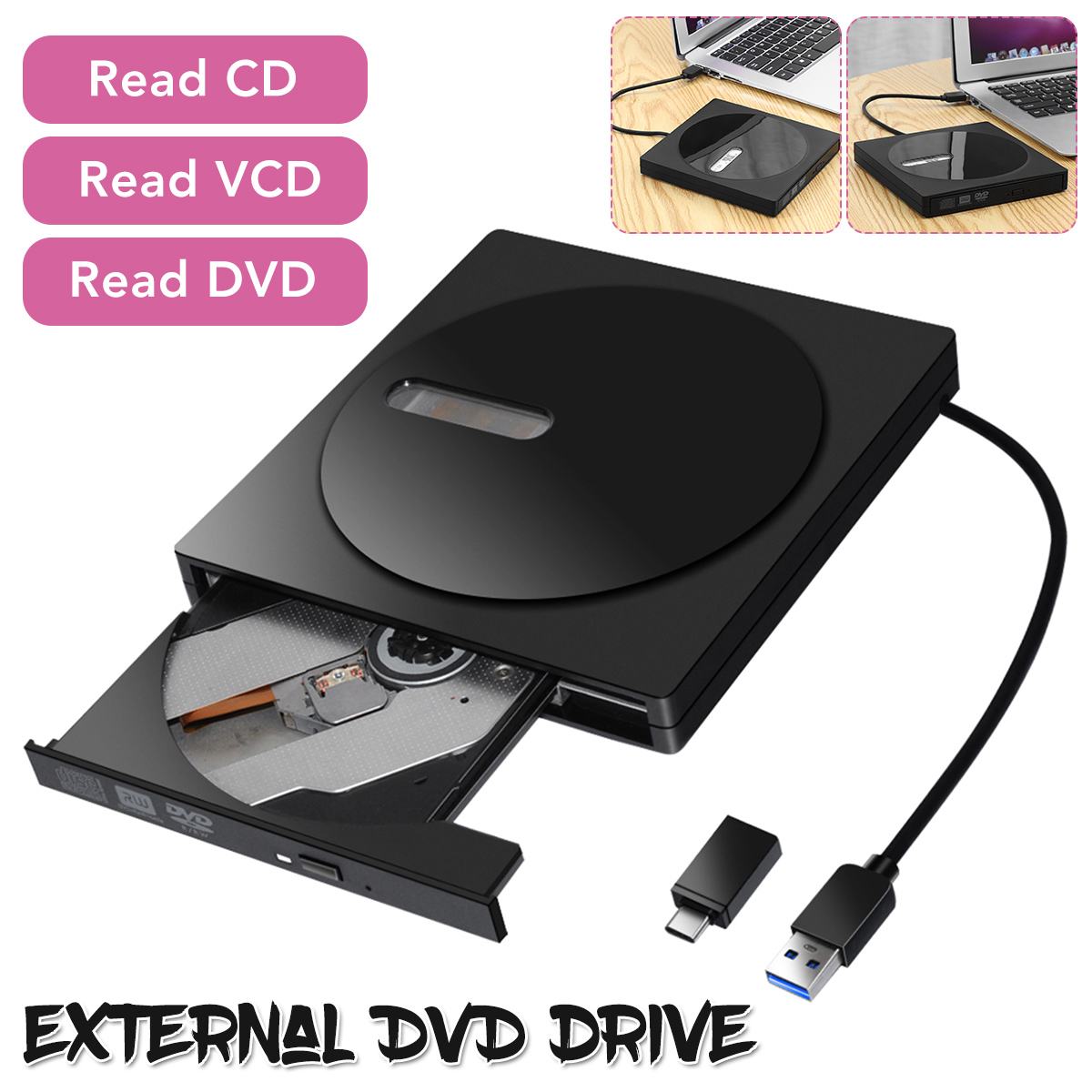 USB 3.0 TYPE C External Combo DVD Drive CD/VCD/DVD... – Grandado