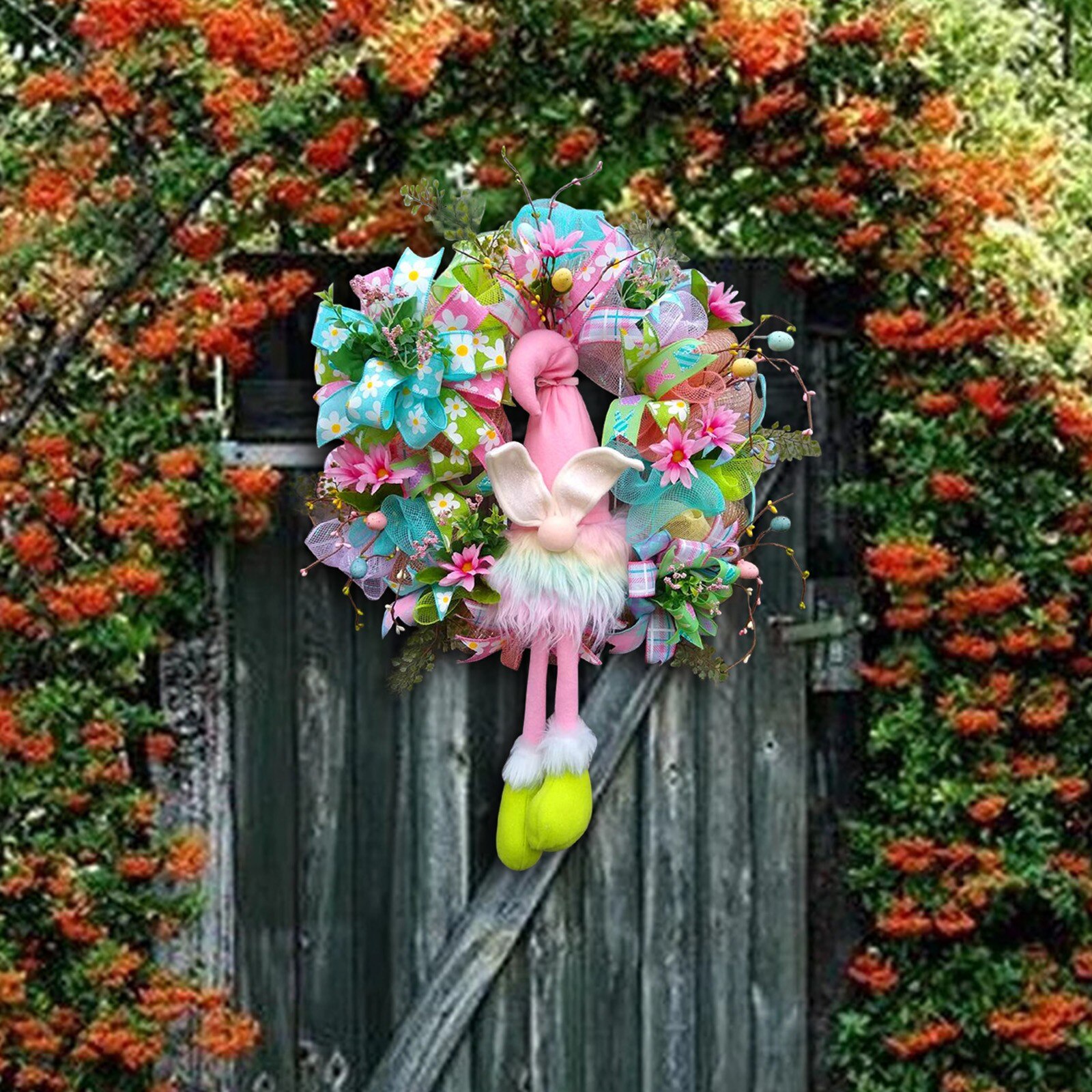 Easter Rabbit Gnome Wreath Decor for Front Door Ea... – Grandado