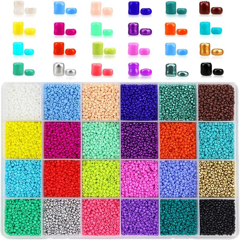 24000 Pcs Glass Seed Beads 2MM Small Beads for Jew... – Grandado