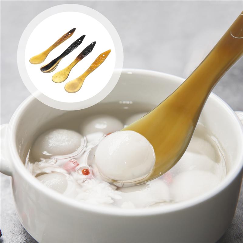 4Pcs Buffalo Horn Spoon Coffee Kitchen Soup Spoon ... – Vicedeal