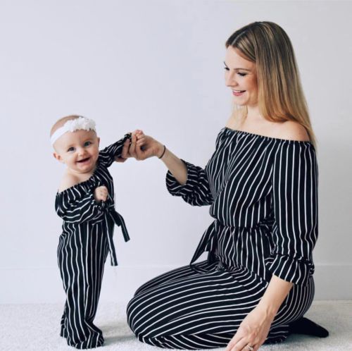 Striped Family Matching Clothes Mother and Daughte... – Grandado