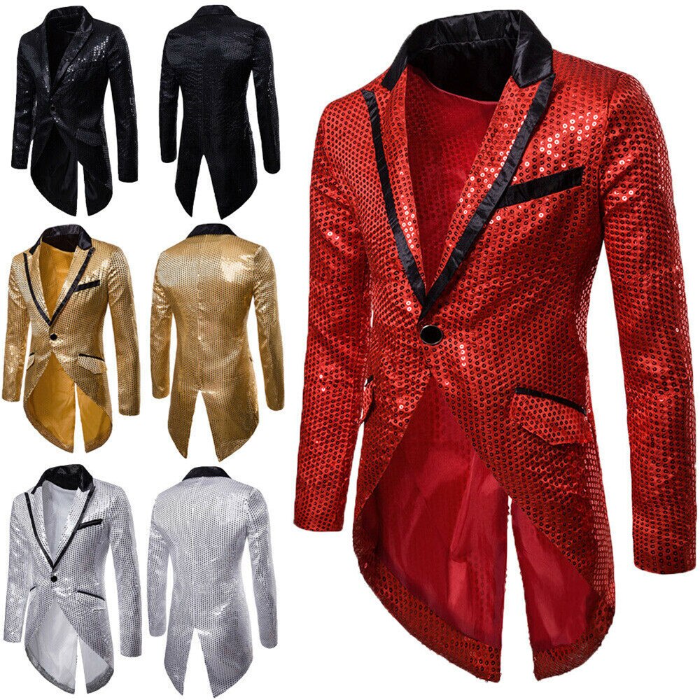 Men's Blazer Tail Sequin Casual Slim Fit Formal On... – Vicedeal