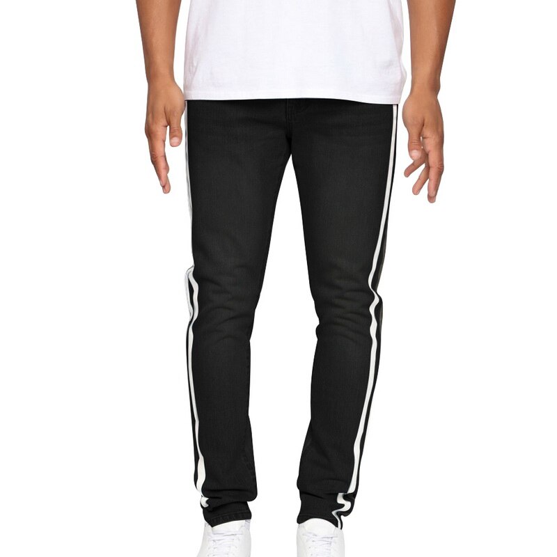 HEFLASHORStriped Skinny Jeans Waist Jeans Men Side... – Grandado