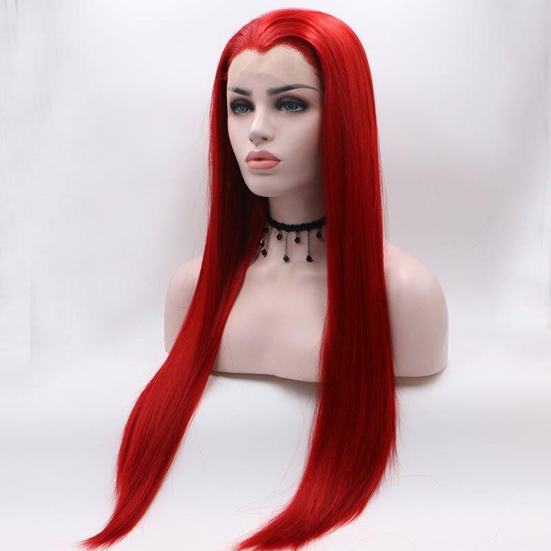 BM Rode Kleur Rechte Synthetische 13*4 Lace Front ... – Grandado