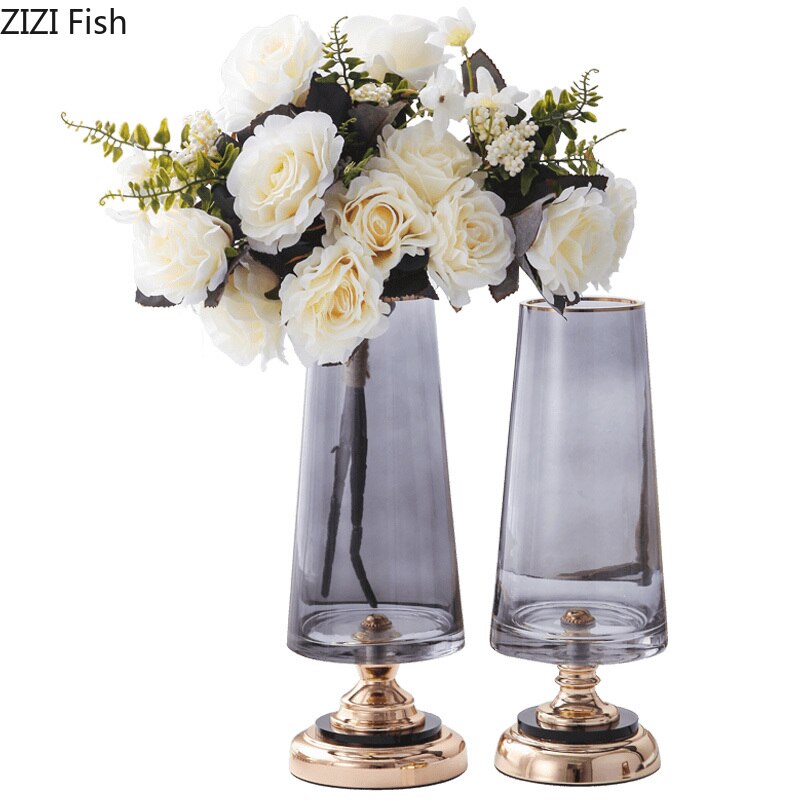 Tall Glass Vase Luxury Bedroom Dining Table Flower... – Grandado