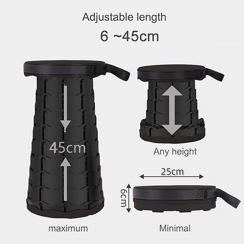 Taburete plegable retráctil para acampar, silla te... – Grandado