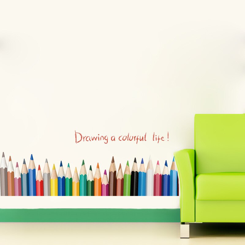 colorful pencil wall sticker for kids rooms Drawin... – Vicedeal