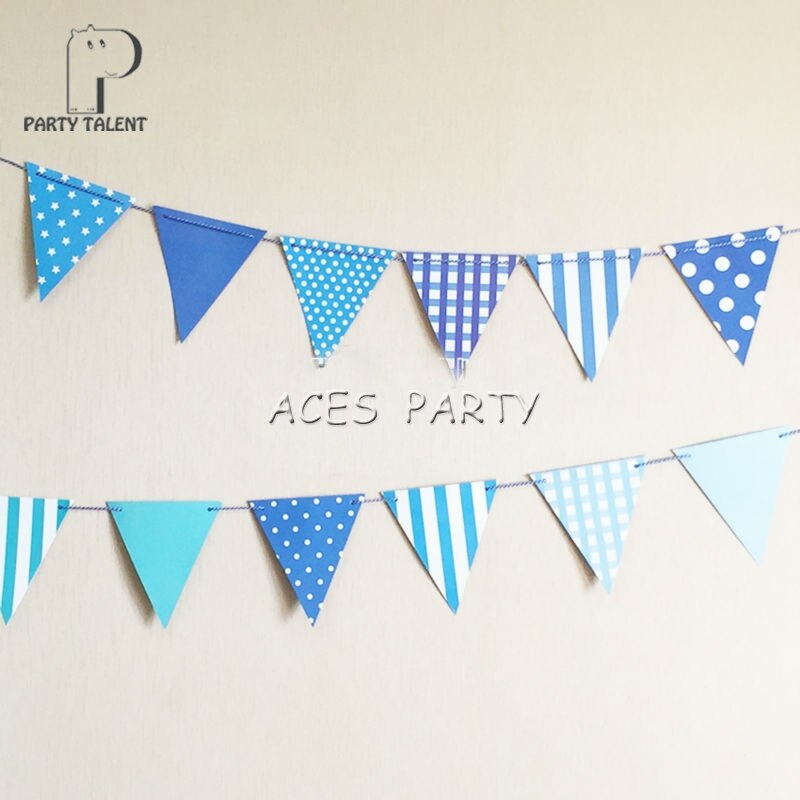 Party supplies 1set cool blue DIY paper flags bann... – Grandado