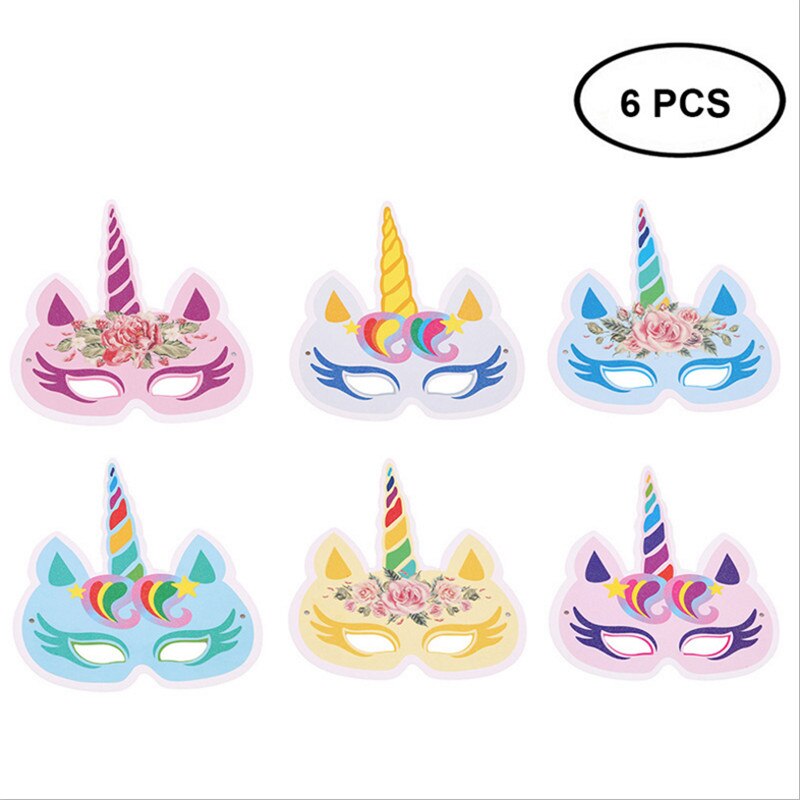 6pcs/set Unicorn Paper Mask Rainbow Unicorn Mask f... – Grandado