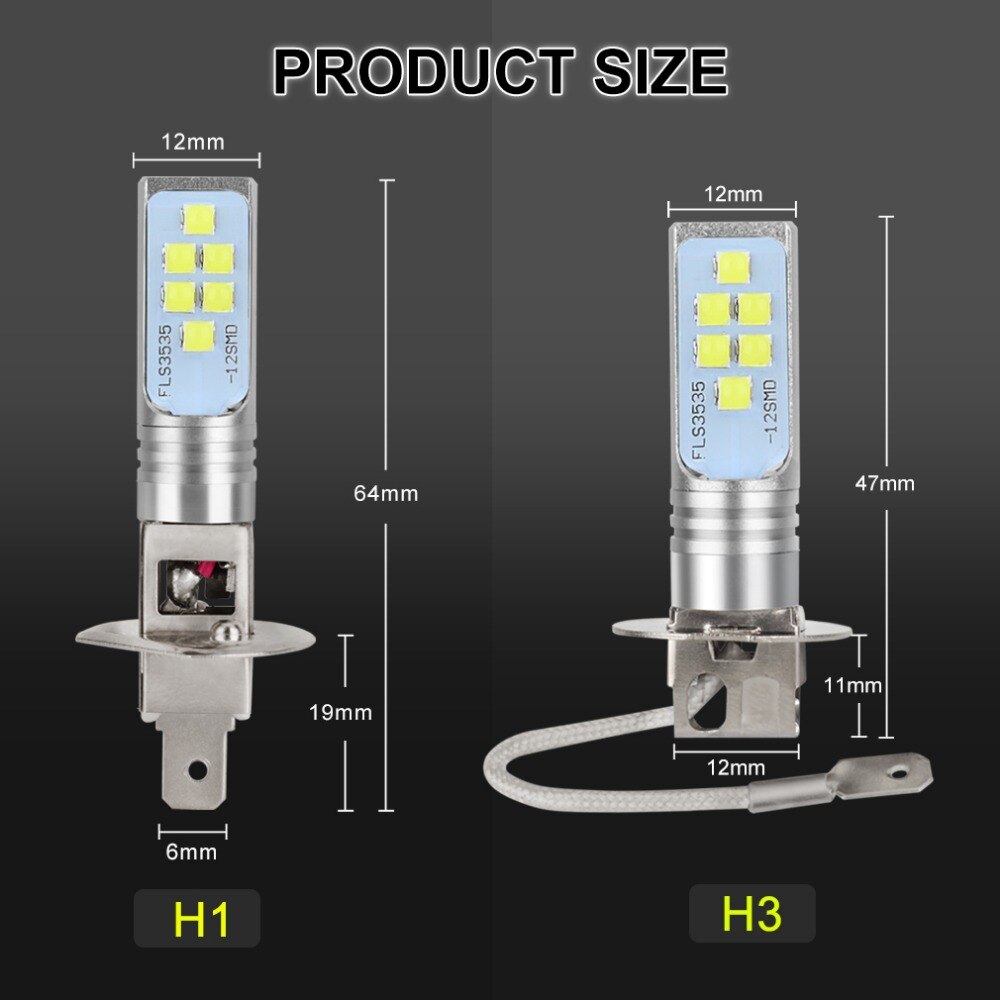2 stücke H1 H3 Led-lampen Auto Nebel Lampe Super H... – Vicedeal
