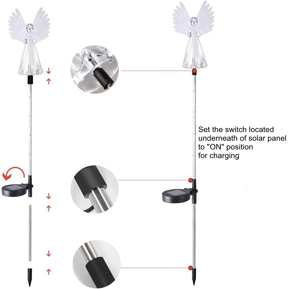2 Pack Angel Solar Light Outdoor Solar Garden Stak... – Grandado 2 Pack Angel Solar Light Outdoor Solar Garden Stak... – Grandado