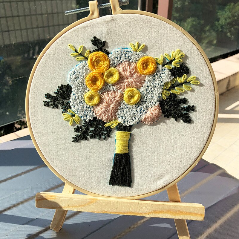 3D Rose Flower Bouquet Embroidery Set with Hoop fo... – Grandado