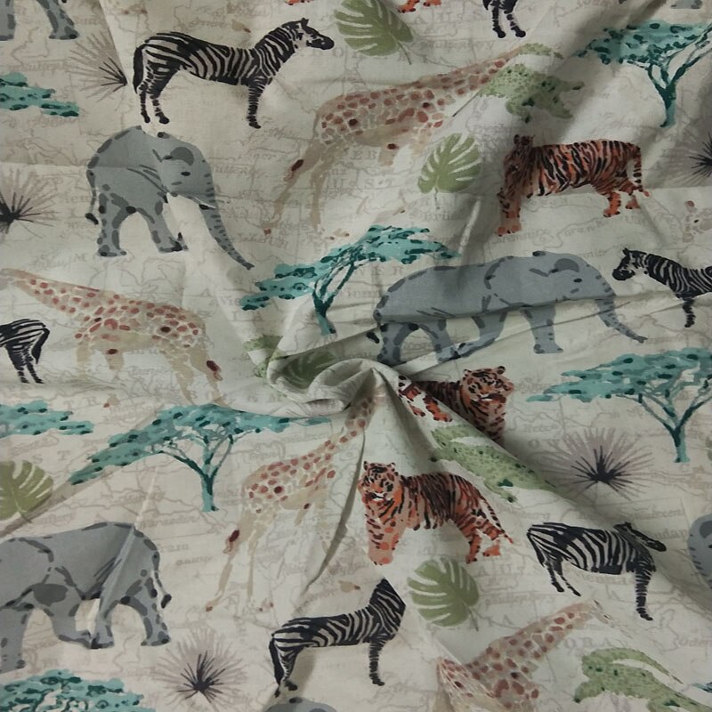 100% Cotton Plain Vivid Forest Animal Happy Zoo Ze... – Grandado