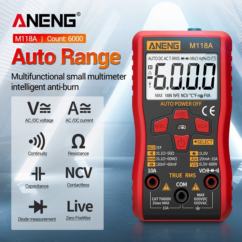 ANENG M118A Mini Digital Multimeter Durable Automa... – Grandado