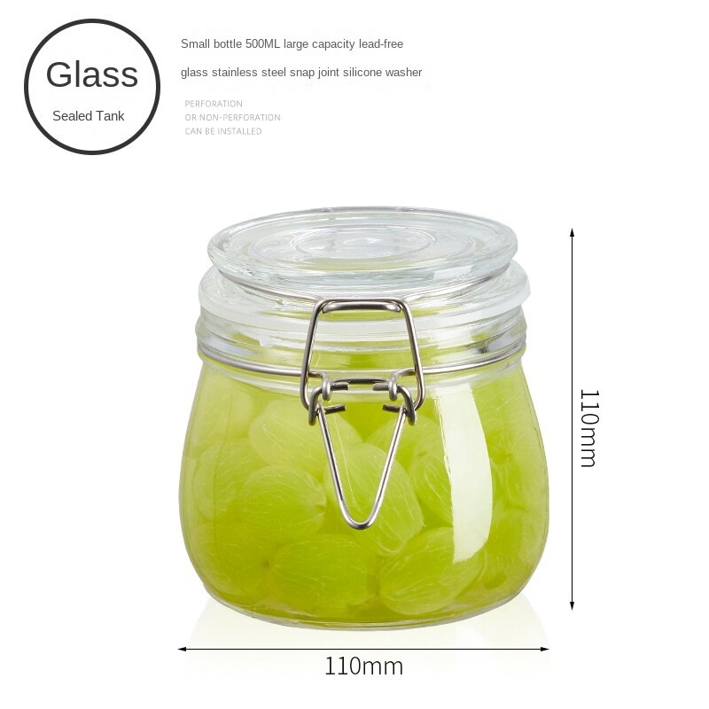 Thickened glass sealed jar transparent buckle tea ... – Grandado