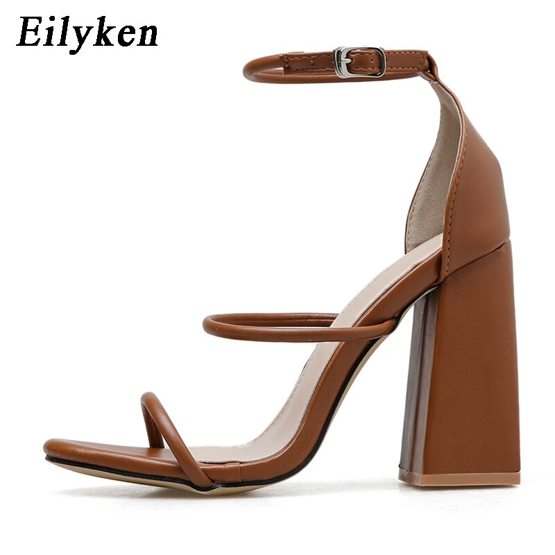 EilyKen Gladiator Sandals Summer Square High Heels... – Grandado