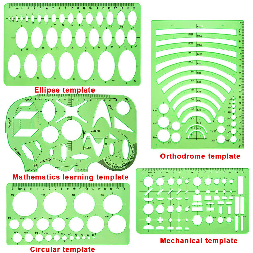 11Pcs Drawings Templates Rulers Learn School Pract... – Grandado