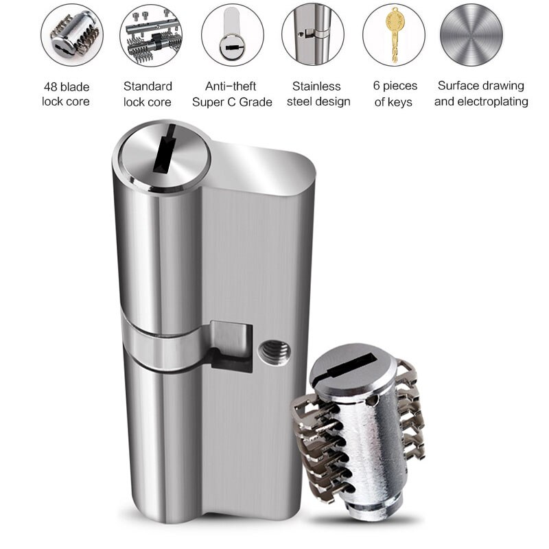 Door cylinder 60 65 70 75 80 85 90mm European Stai... – Grandado