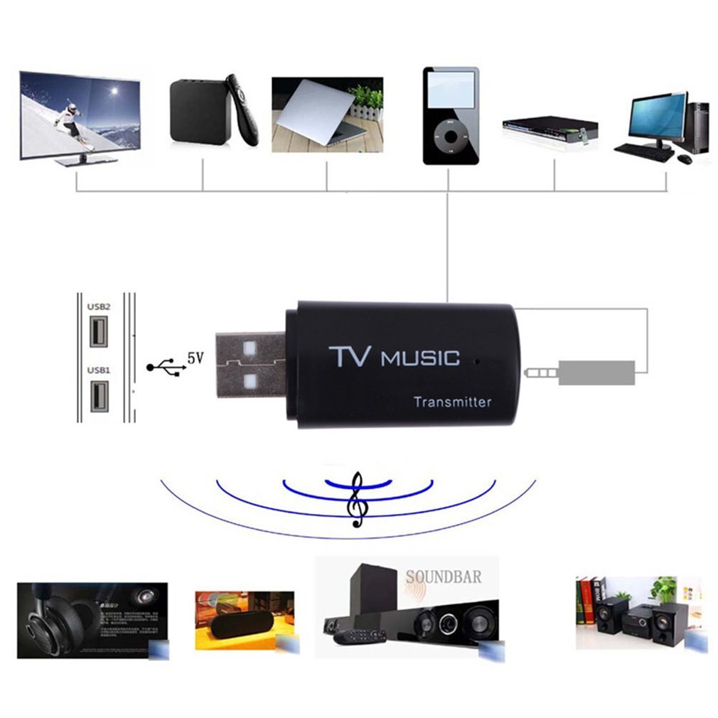 Black USB Audio Transmitter Wireless Stereo Music ... – Vicedeal