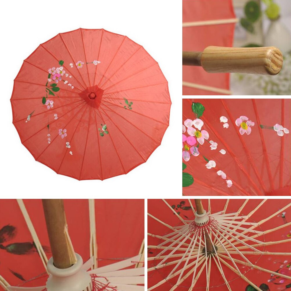 Vintage Chinese Silk Umbrella Bamboo Folding Weddi... – Grandado