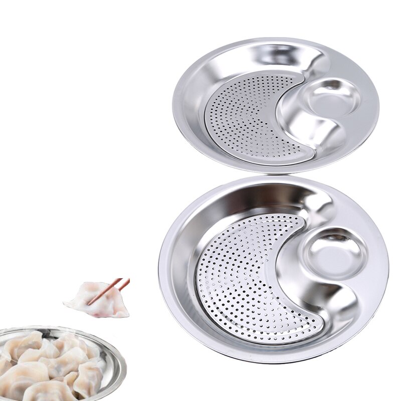 Stainless Steel Round Dumplings Dish Sushi Serving... – Vicedeal