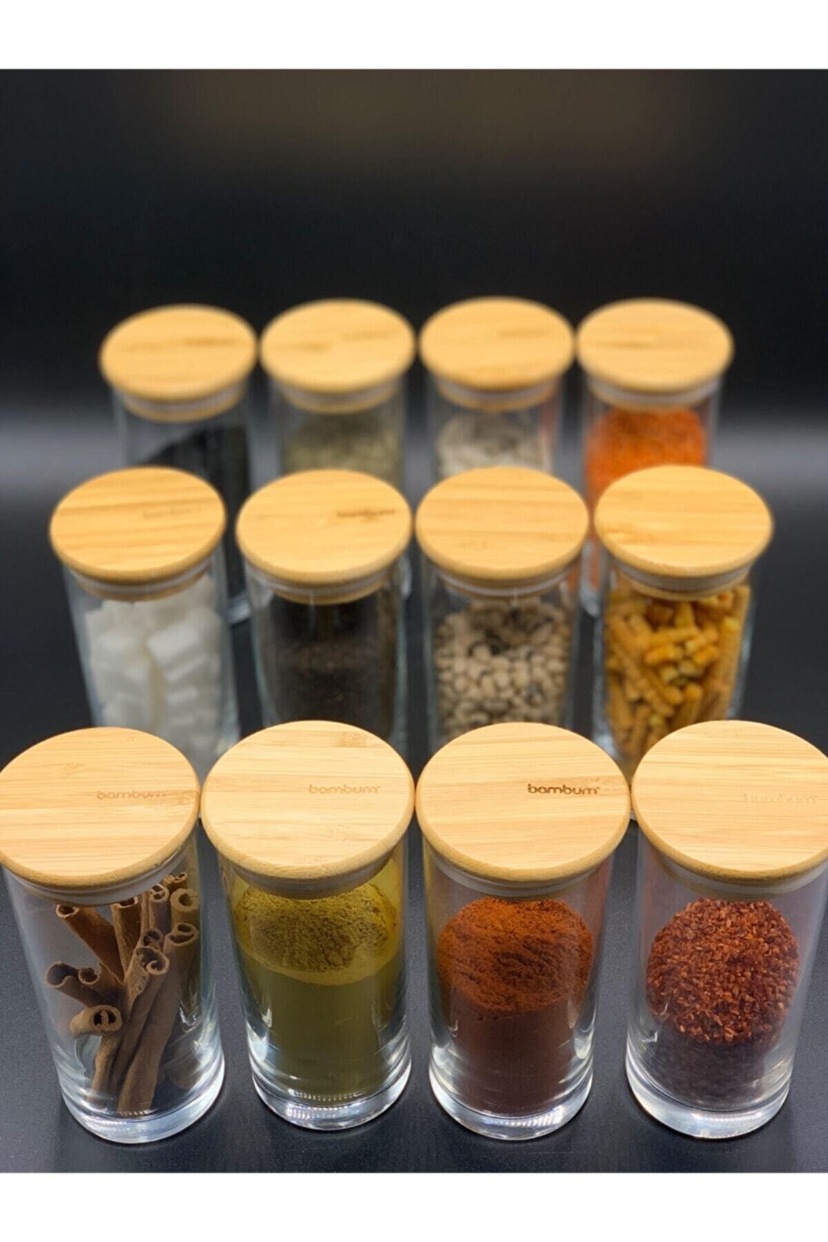 12 pcs Spice Storage jars with Bamboo Lids Kitchen... – Grandado
