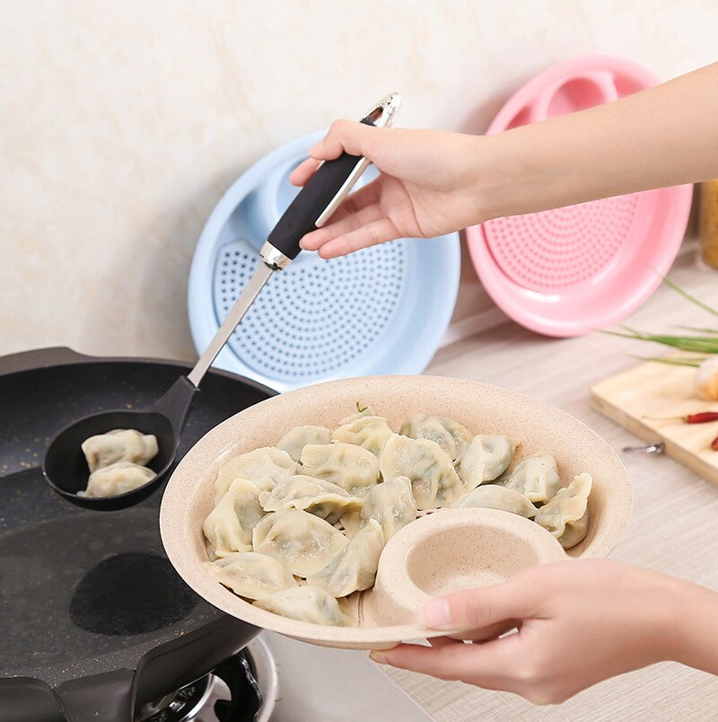 Round Double Layer Dumplings Plate Drain Tray with... – Grandado