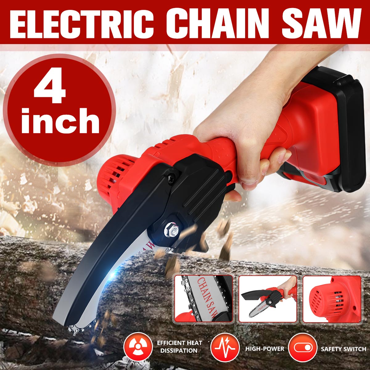4 Inch Mini Electric Saw Cordless Electric Chainsa... – Vicedeal