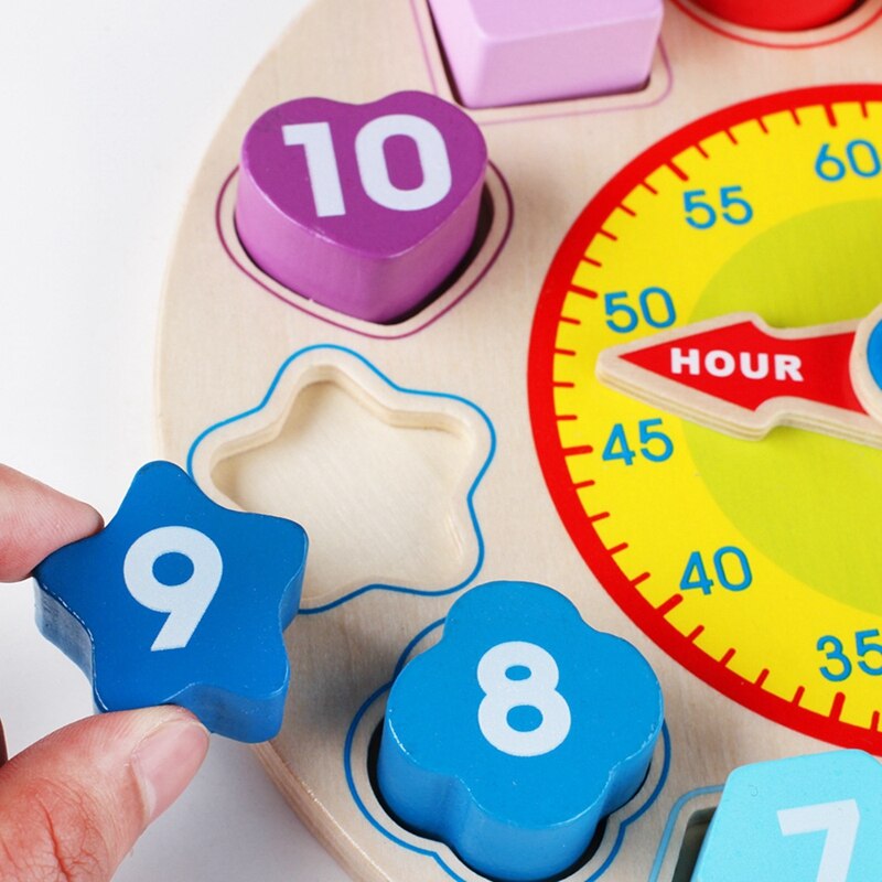 Wooden Color Clock Puzzle Teaching Time Sorting Nu... – Vicedeal