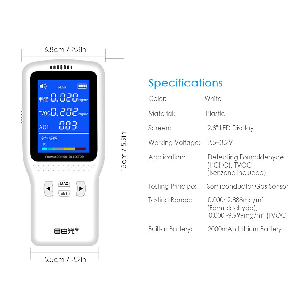 Air Monitor Portable Formaldehyde Detector LED Dis... – Vicedeal