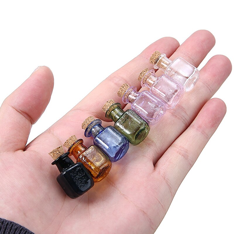 7 Colors/set Rectangle Cute Mini Glass Bottles wit... – Vicedeal