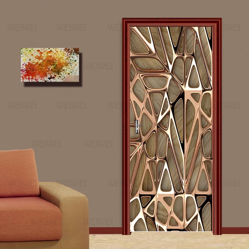 2Pcs/Set Rose Gold Geometric Pattern 3D Wall Door ... – Grandado